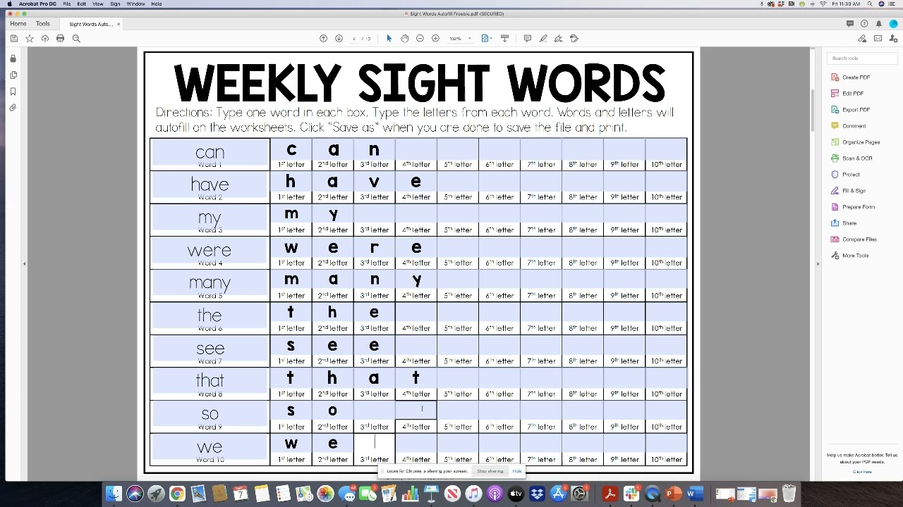 Free Sight Word Activities