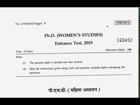 IGNOU Ph.D. (Women's Studies)2019 Entrance Test with Pdf Download.