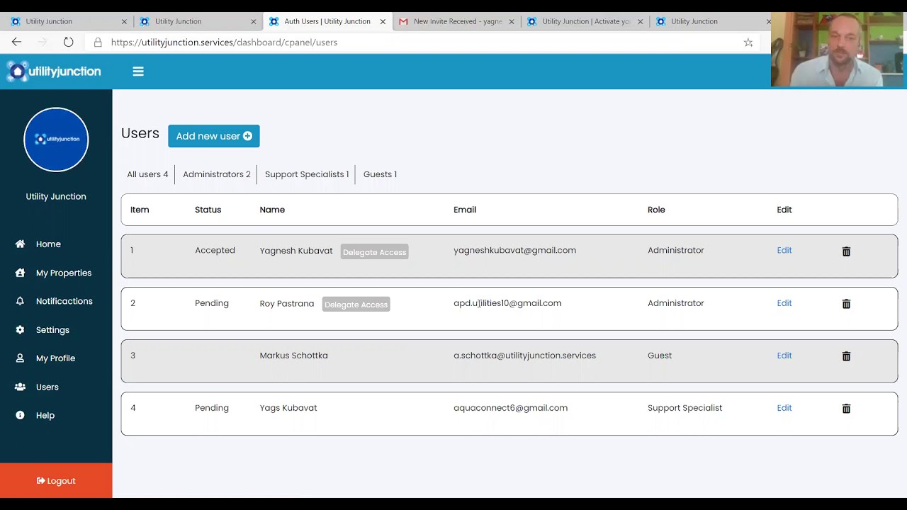 Utility Junction | Analytics Platform | Utility Management Solutions | Add New Users