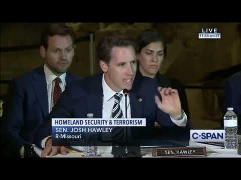 Senator Hawley at the 9/11 Museum for a hearing on the state of US national security
