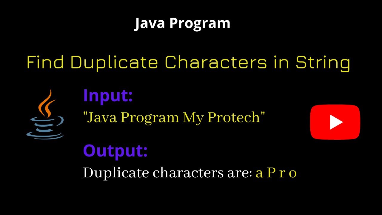 Find Duplicate character in given String | Java Program