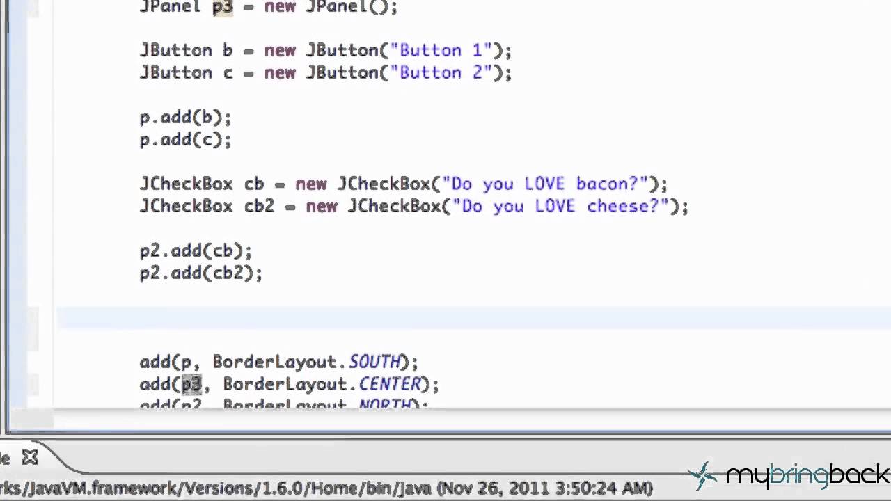 Learn Java Tutorial 1 32  JPanels and BorderLayout