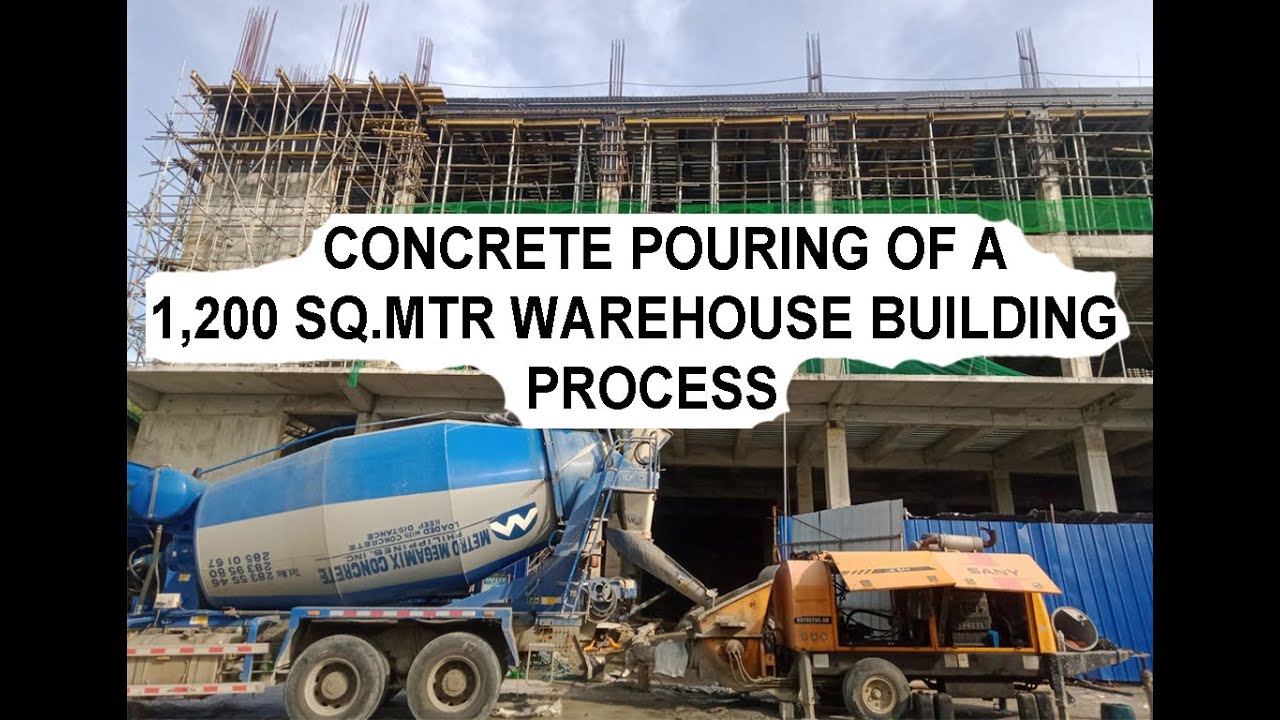 Concrete Slab Pouring  Process of a 1200 sq.m Warehouse Building - monolithic - using pumpcrete