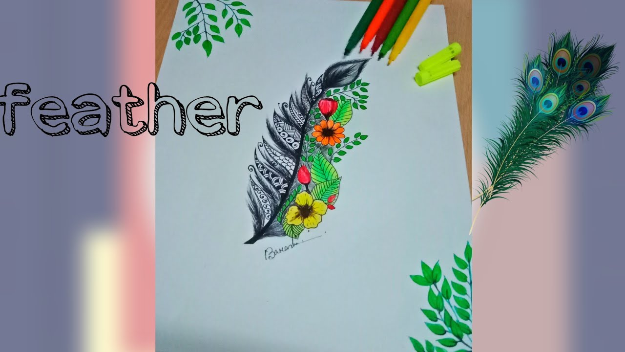 Feather doodle creative art ..♡