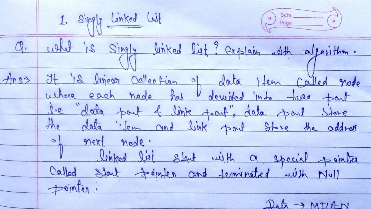 Singly linked list in data structure | write a algorithm for singly linked list | #linkedlist