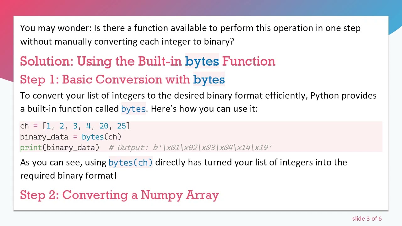 How to Convert a Numpy Array of Integers to a Binary Format in Python