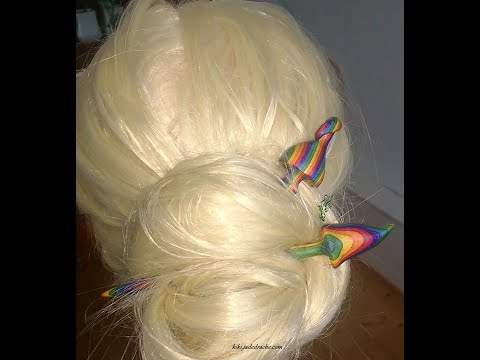 Jadedrache Haarschmuck Unikat *Regenbogenpilz* Haarstab hair stick