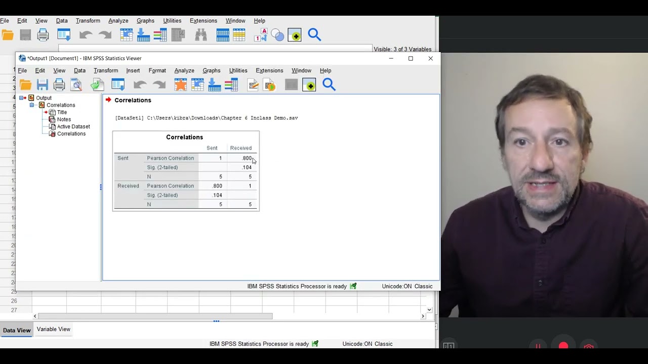 Correlations in Excel and SPSS