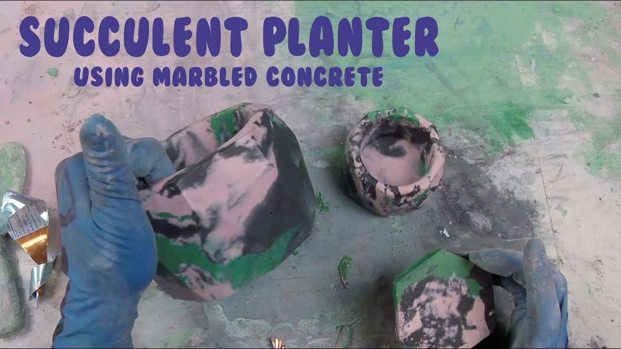Succulent Planter. DIY Step by Step tutorial marbled concrete with all the secrets!