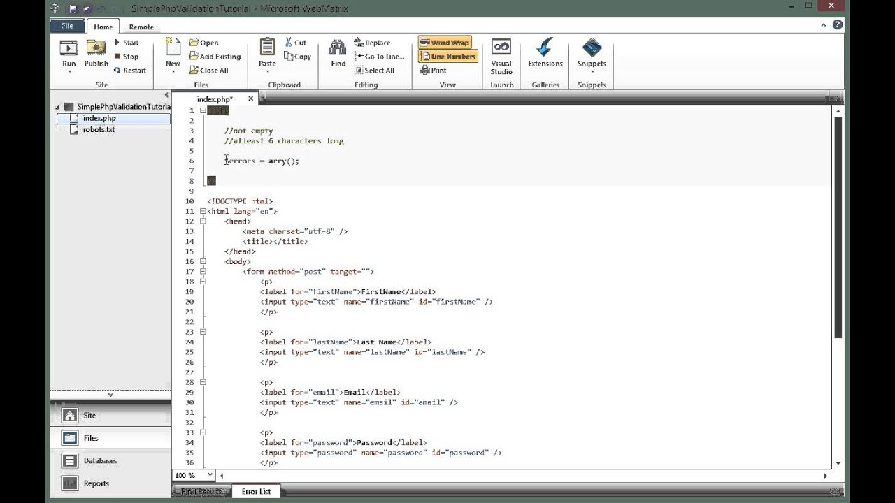 Php Form Validation Tutorial Simple Part 2/6