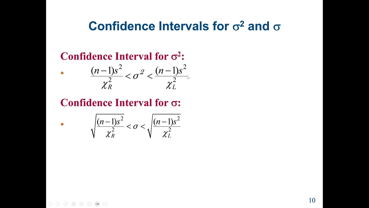 Use Chi-square distribution to construct a confidence interval for variance and standard deviation