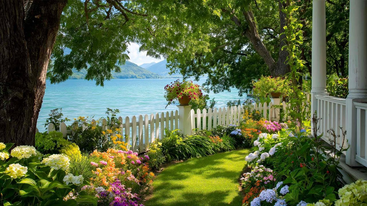 🌷 Peaceful Spring Porch View 🌤️ Lake Water + Birdsong Ambience for Calm Mornings & Deep Focus