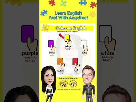 English vocabulary French and Spanish translations colors list 1