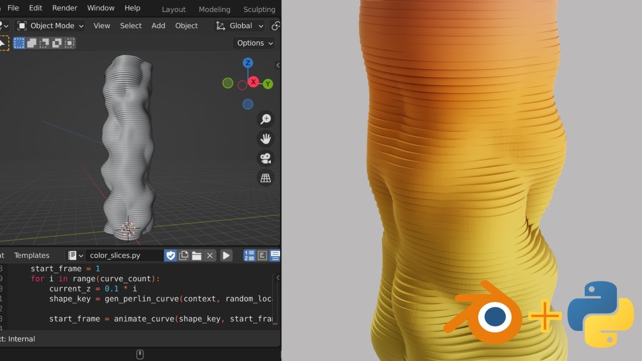 Blender+Python: Color Slices Tutorial Series, Part 5: Creating a stack of curves