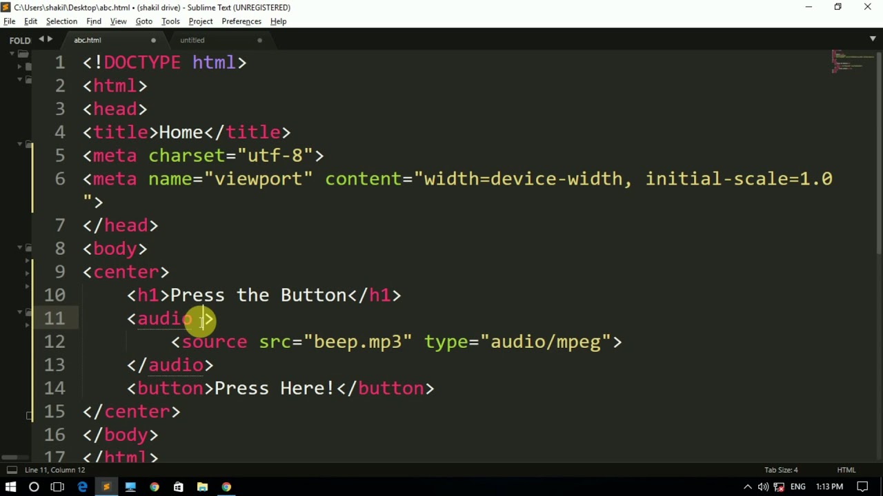 JavaScript Click Button to Sound Using JavaScript | practical program