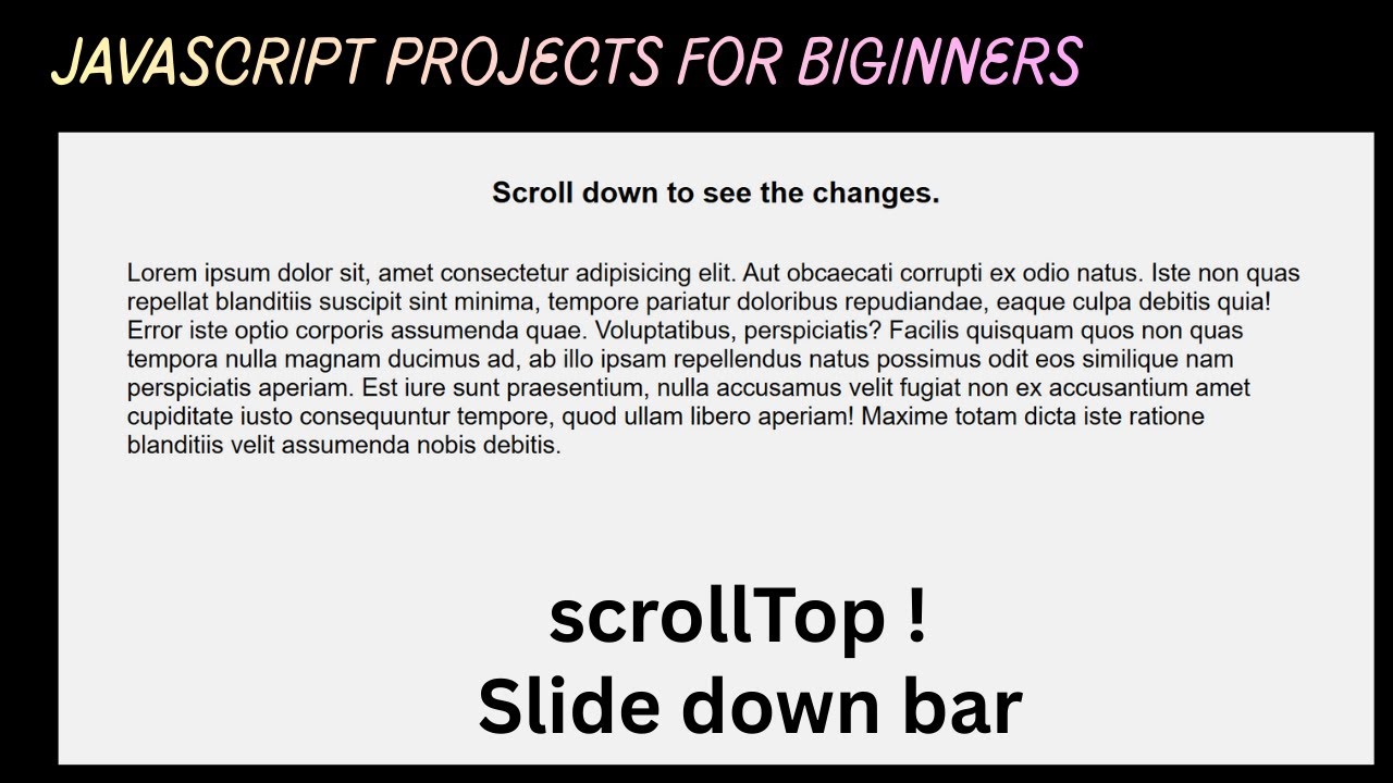 Slide down bar on scroll, Show and Hide Navigation bar on Scroll, Sticky navbar on scroll,  #scroll