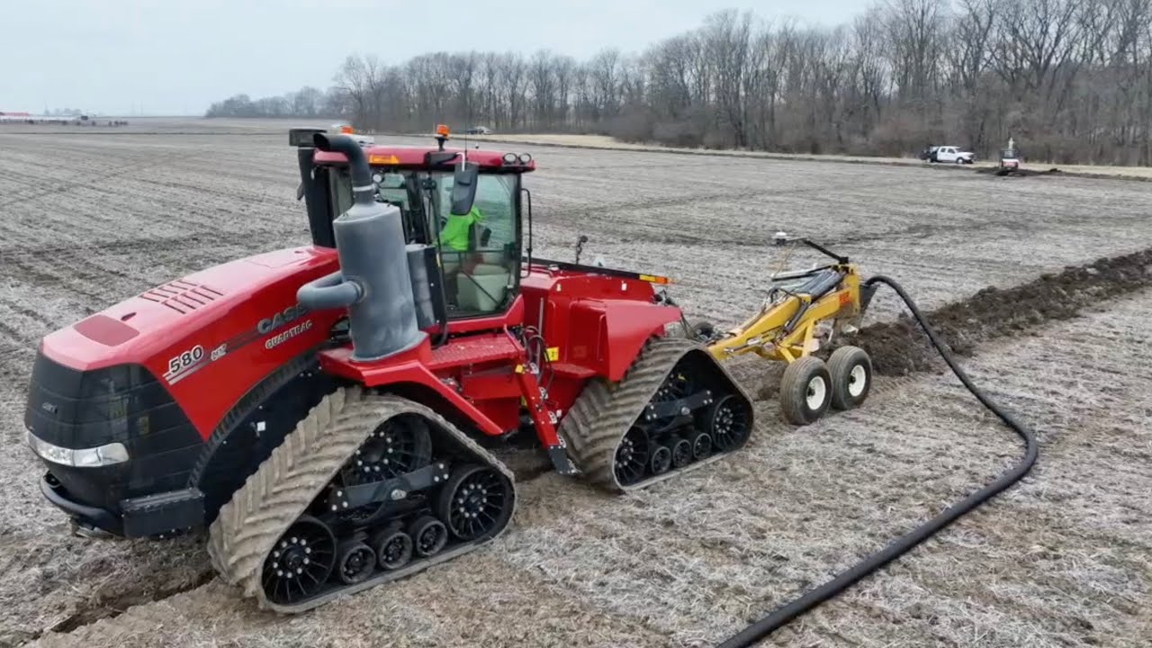 Drainage Tile Installation With Case IH 580 Quadtrac!!