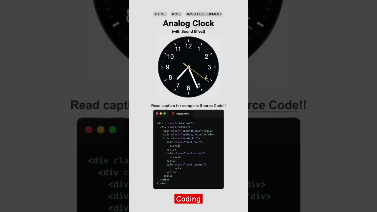 How to make Analog Clock using #html  #css 2024