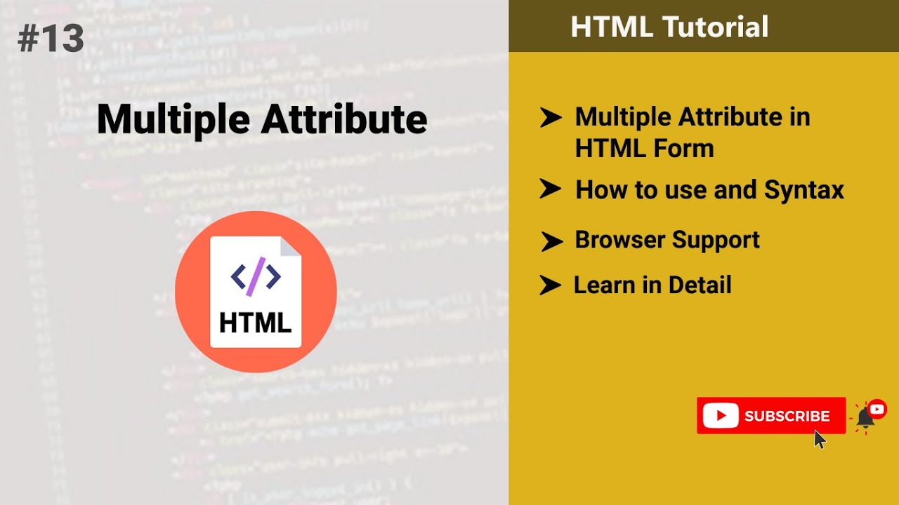 Multiple attribute on input and select Tag | multiple Attribute in html Form | HTML Tutorial