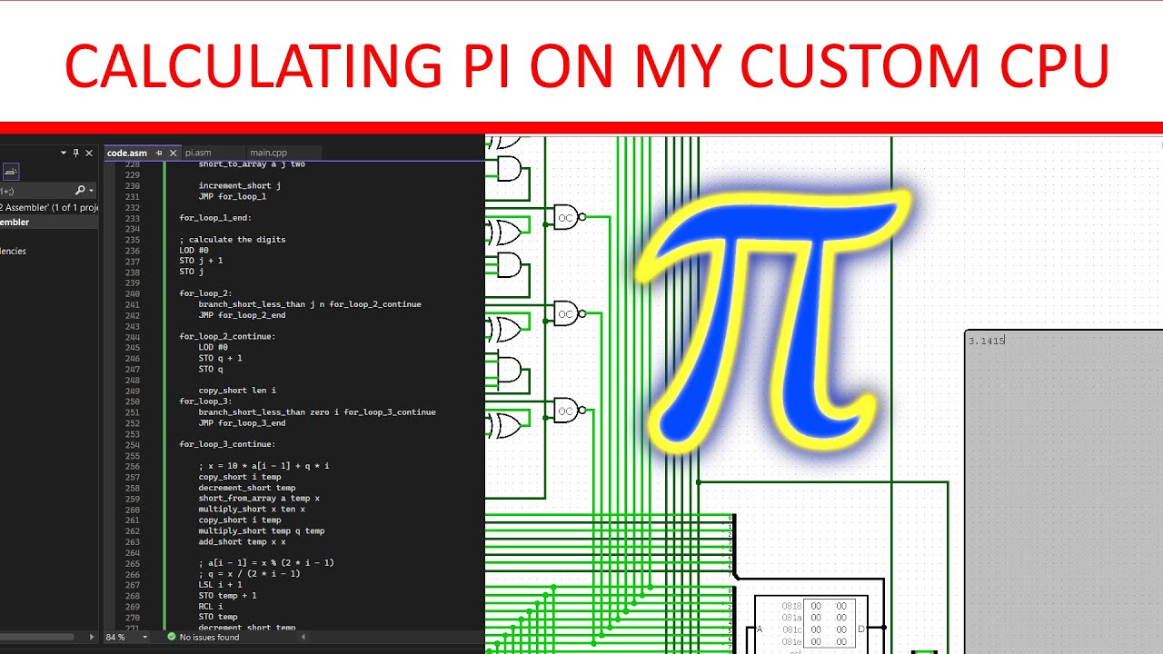 Computing Pi with Assembly Code on a Custom CPU