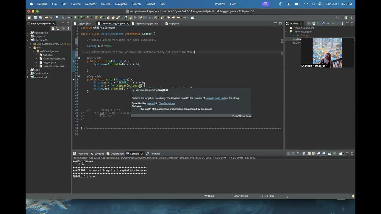 Week 5 Coding Assignments: Interfaces