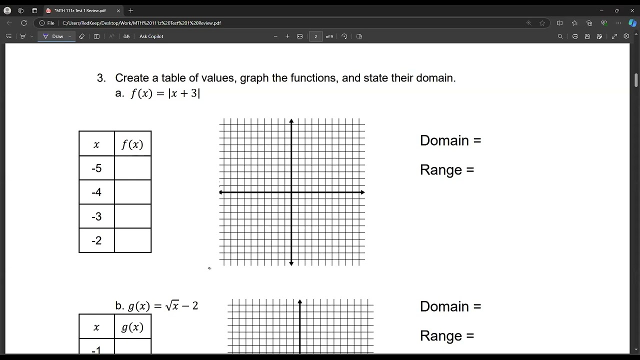 Test 1 Review - MTH111Q