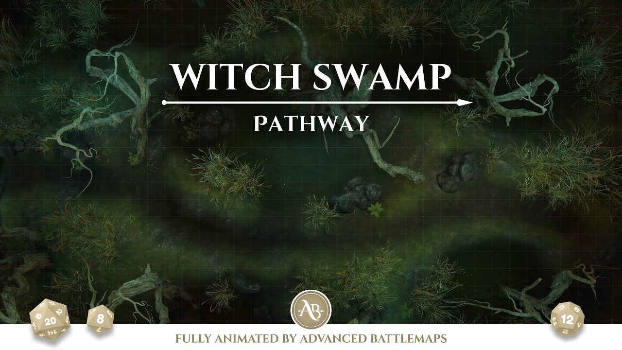 D&D | Pathfinder | Witch Swamp - Pathway | Animated Battle Maps | Virtual Tabletop