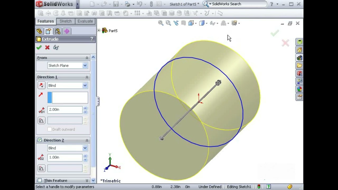 LearnSW for Beginners 07 Extruded Boss (Solidworks Tutorial)