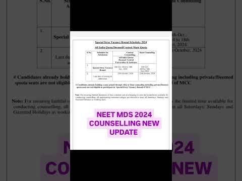 MCC New Schedule out now for NEET MDS 2024 COUNSELLING.....