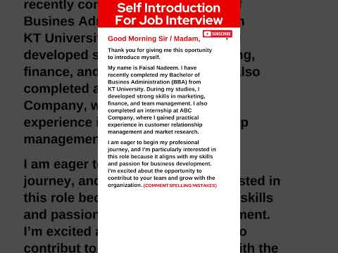 Self Introduction in English For Job Interview