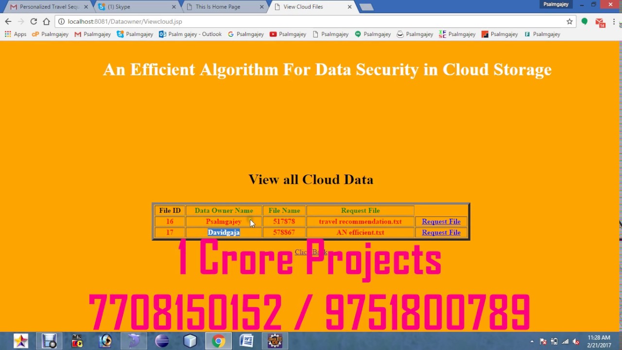 An Efficient Algorithm For Data Security in Cloud Storage - 1Crore Projects