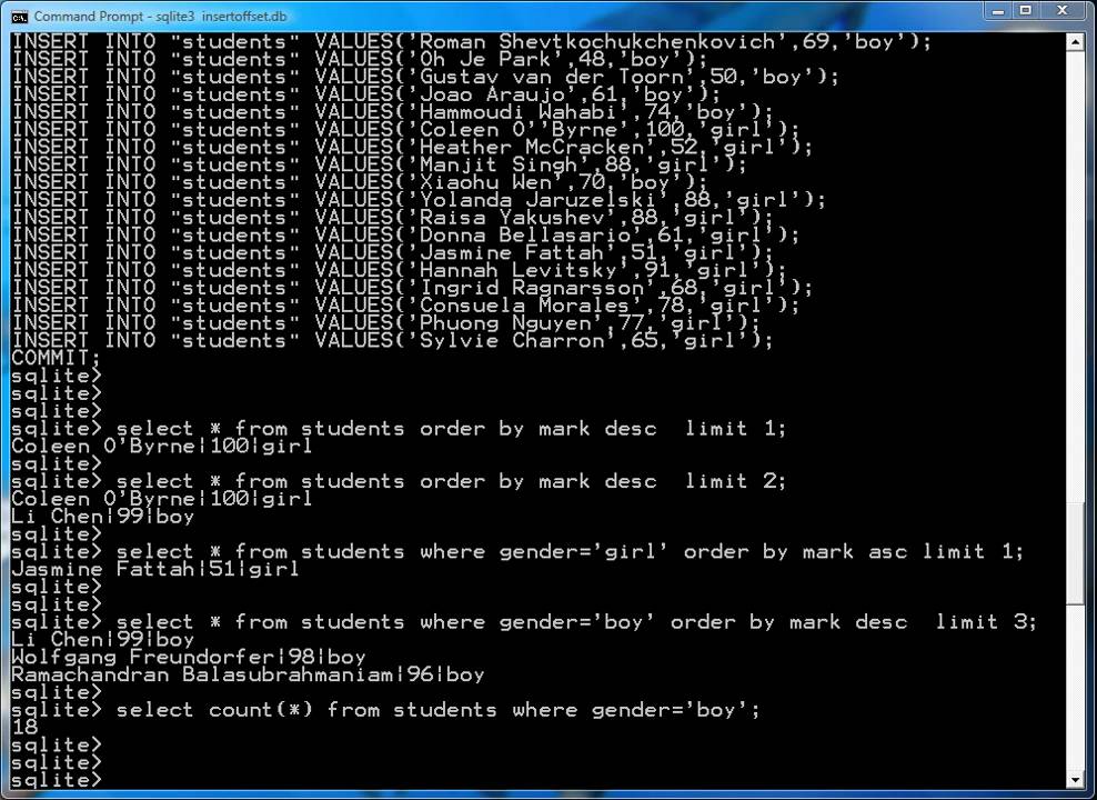SQLite Queries: LIMIT and OFFSET