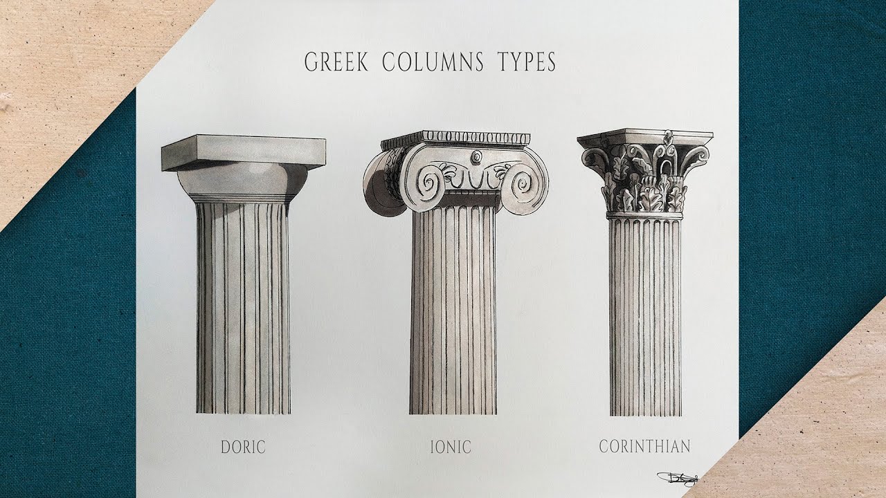How I made this illustration | the 3 orders of GREEK COLUMNS #drawing #artwork #ancienthistory