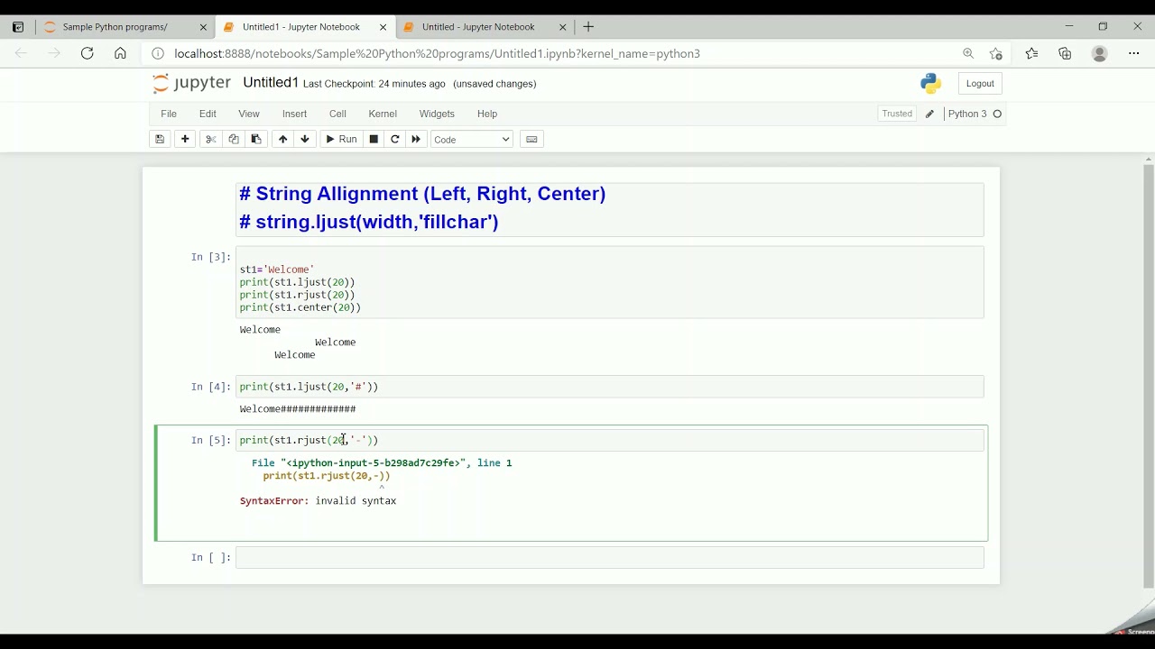 PP_7 :  STRING ALIGNMENT FUNCTIONS IN PYTHON