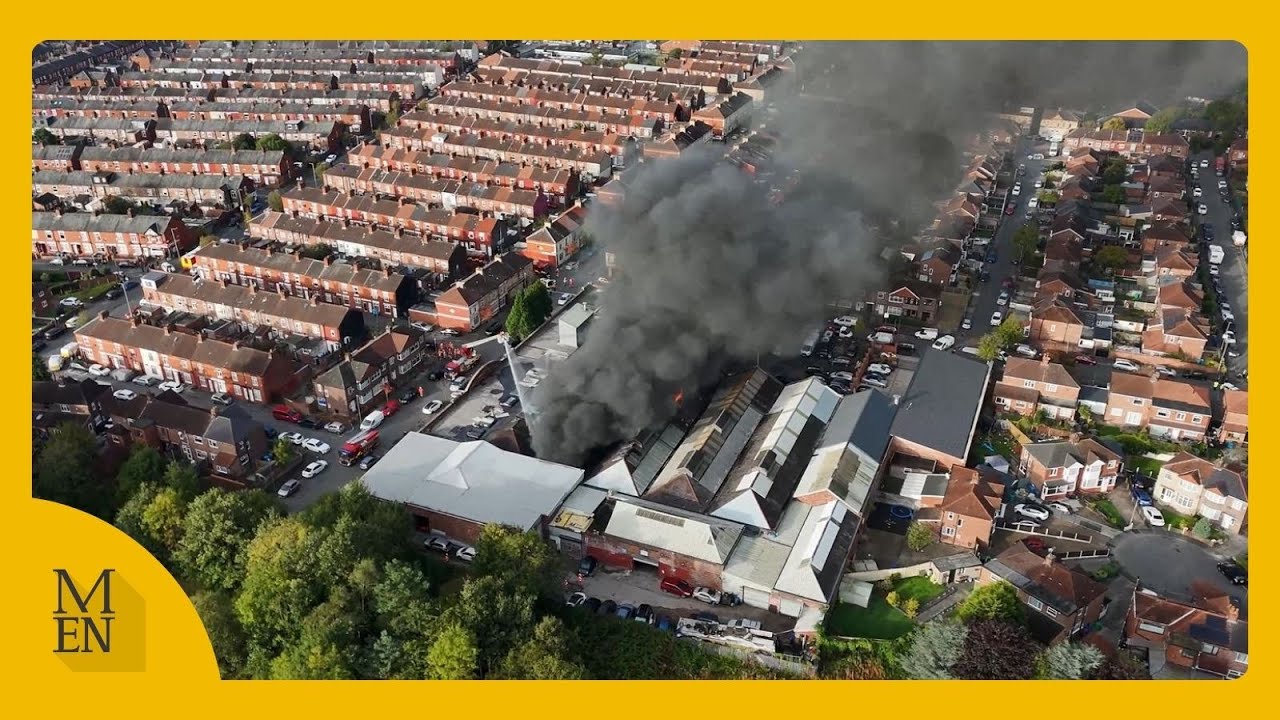 Incredible aerial footage shows the true scale of Levenshulme fire with ...