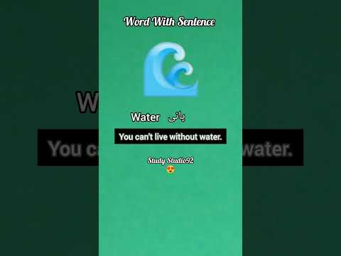 Water word Urdu meaning with sentence 🚰 #water #newvideo #grammar #studystudio92 😍