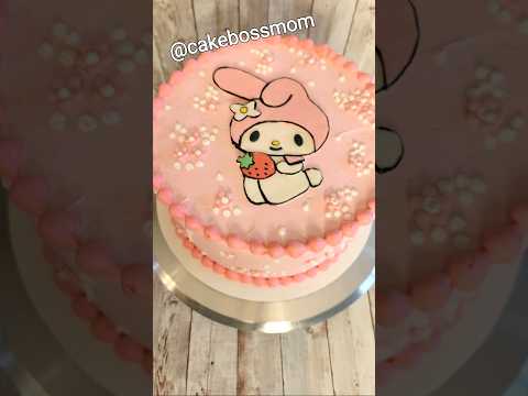 Making a "My Melody" themed cake #mymelody #food #diy #cake #hellokitty #shorts #cakeart