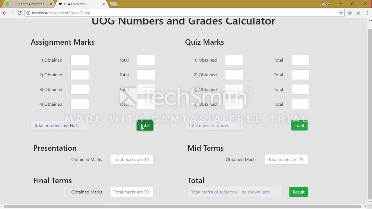 GPA Calculator(HTML , Bootstrap , CSS & JavaScript )