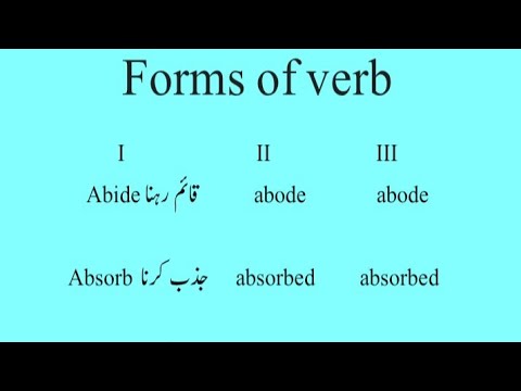 Forms of verb in English with Urdu meaning.