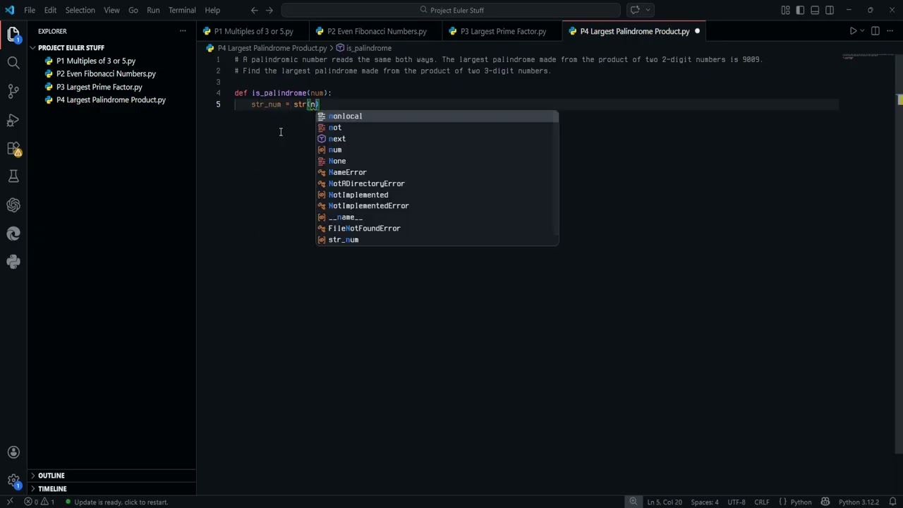 Project Euler #4: Largest Palindrome Product
