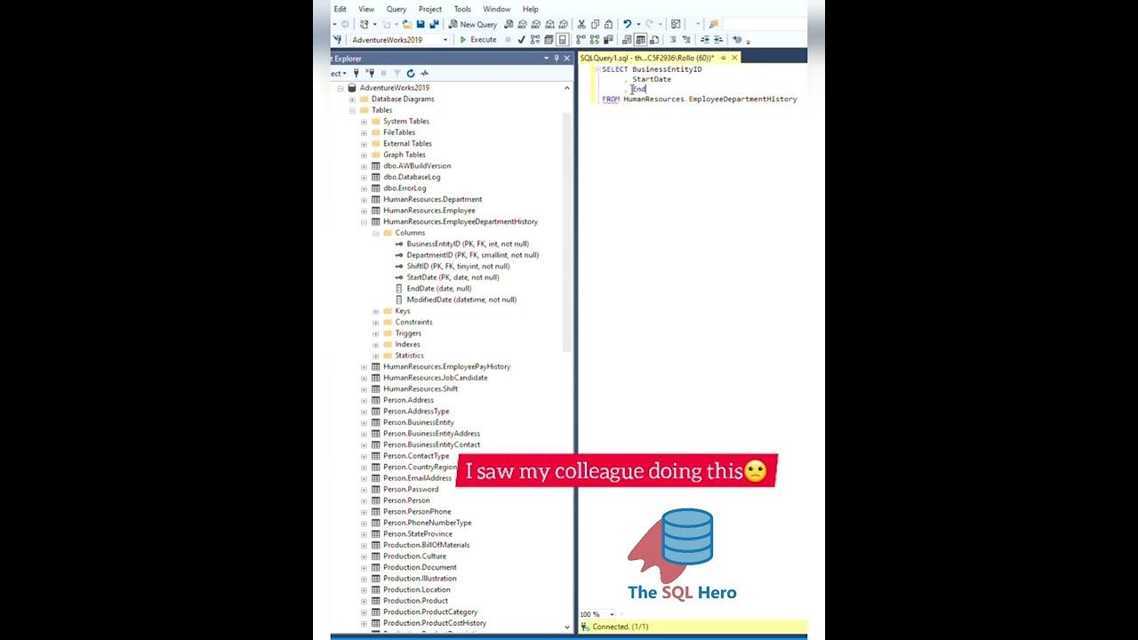 This is faster #SQL #dataengineering #dataanalytics #datascience #sqlserver #database #dba #data