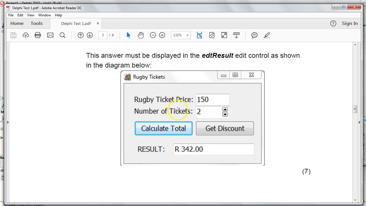 Beginner Delphi Test Q3 - Basic Input Process Output calculation