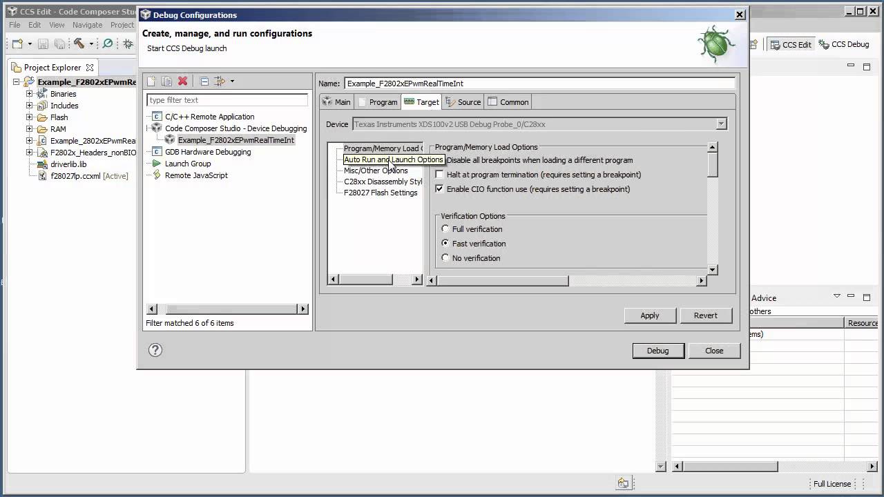 Using real-time mode to debug c2000 program in Flash