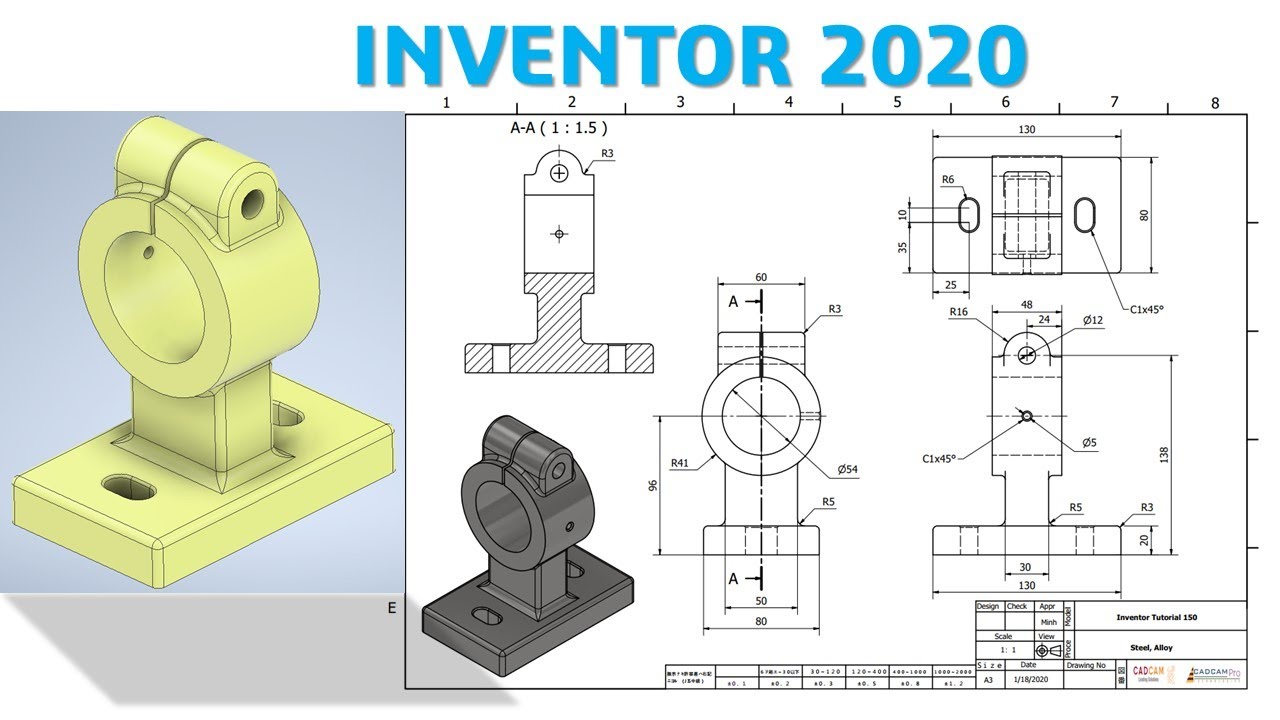 Inventor 2020 Tutorial #150 | 3D Model Basic