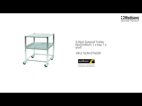 S Steel Surgical Trolley 66x52x86cm 1 x tray 1 x shelf SUN ST62SF