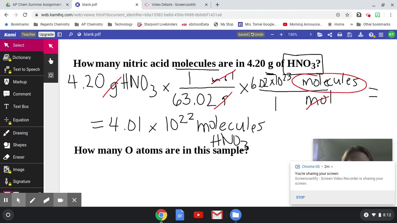 Chapter 3 - Mole Conversion Practice Problem Summer Assignment