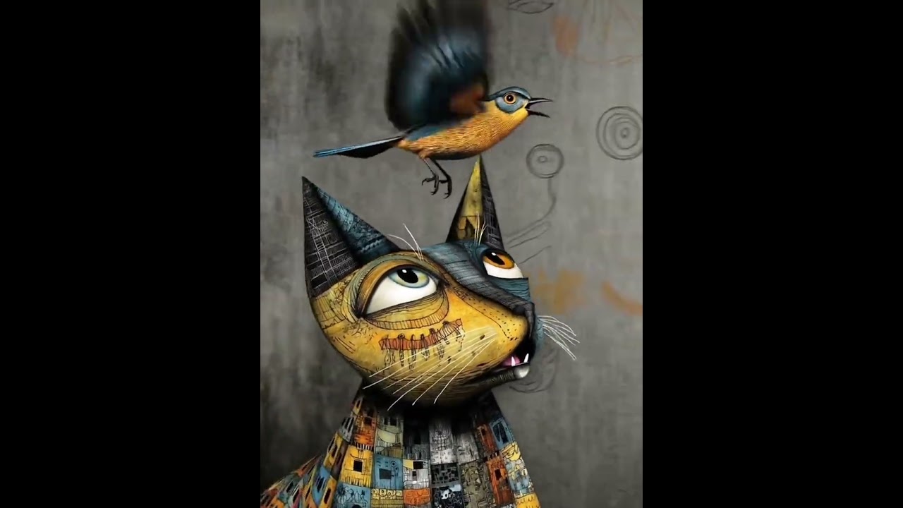 Cat & Bird... #Digitalart #deviantart #fantasyart #imagination #creative