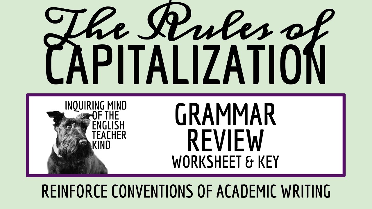 Grammar Review Practice Worksheet on Capitalization Errors with Answer Key | High School English