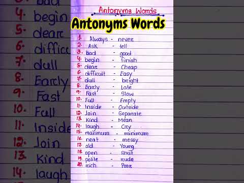 20 Antonyms Words in English l Antonyms Words english grammar l Antonyms words