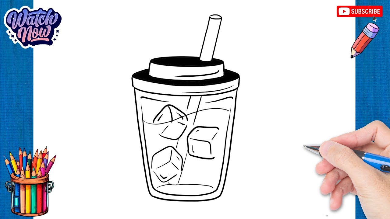 How to draw Iced Coffee Americano - Drinks Drawing